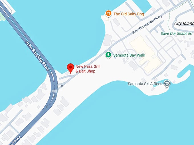 16. new pass grill & bait shop map