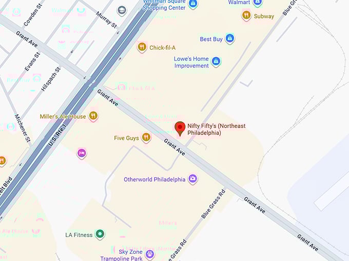 16. nifty fifty's (northeast philadelphia) map
