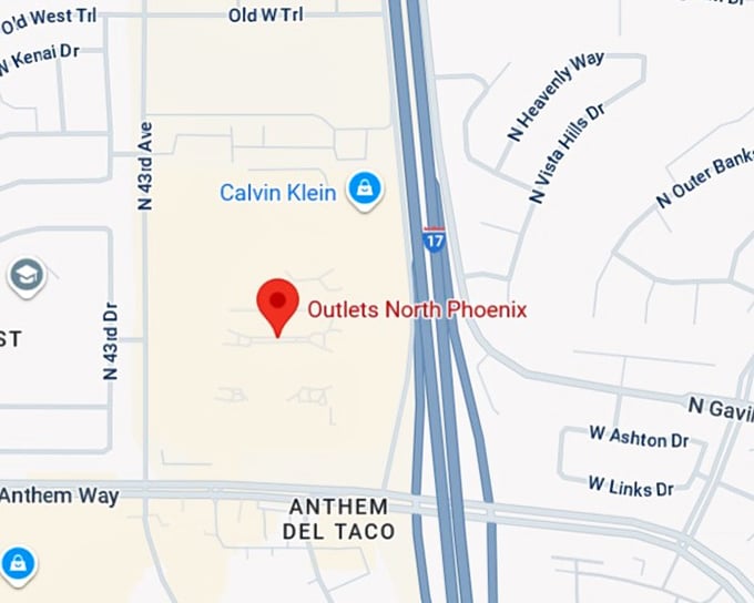 16. outlets north phoenix (anthem) map
