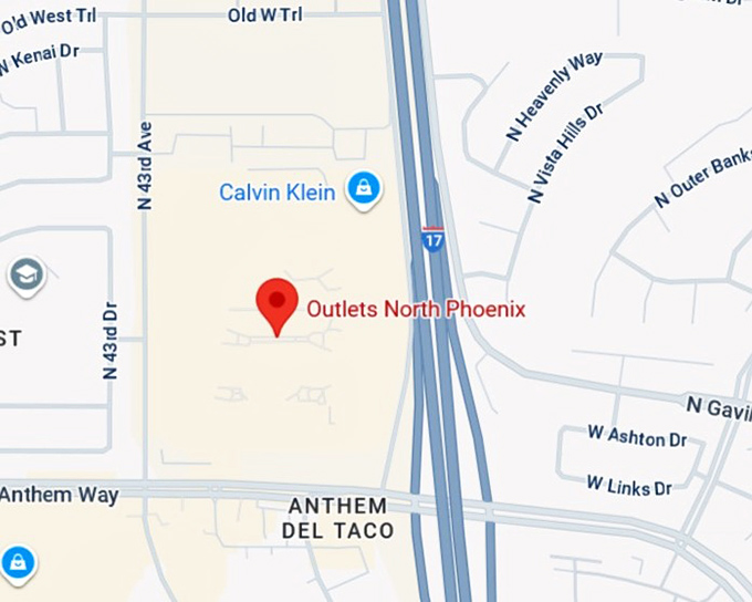 16. outlets north phoenix (anthem) map