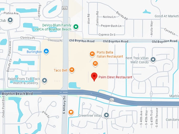 16. palm diner restaurant map
