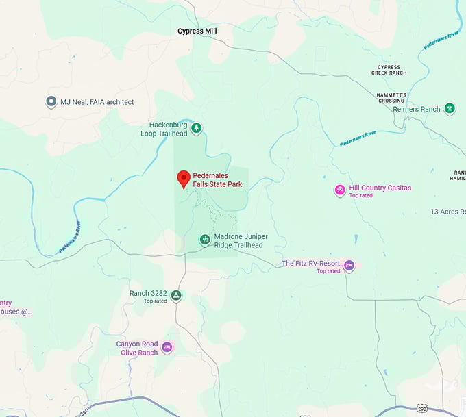 16. pedernales falls state park map