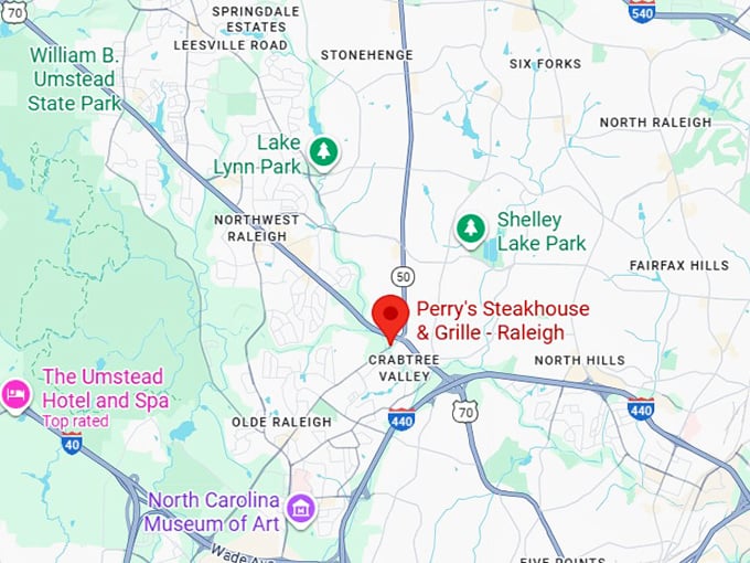 16. perry's steakhouse & grille raleigh map