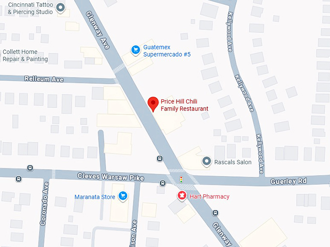 16. price hill chili family restaurant map