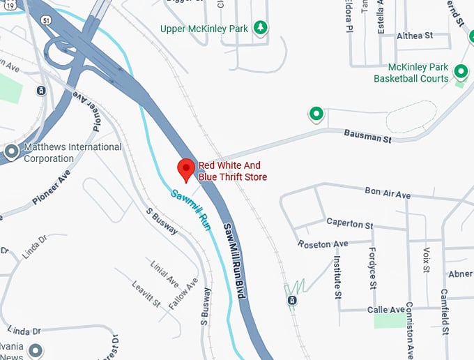 16. red white and blue thrift store map