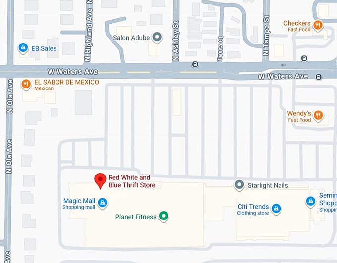 16. red white and blue thrift store map