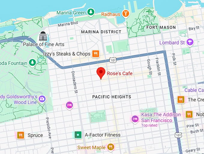 16. rose's cafe map