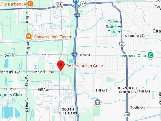 16. rosie’s italian grille map