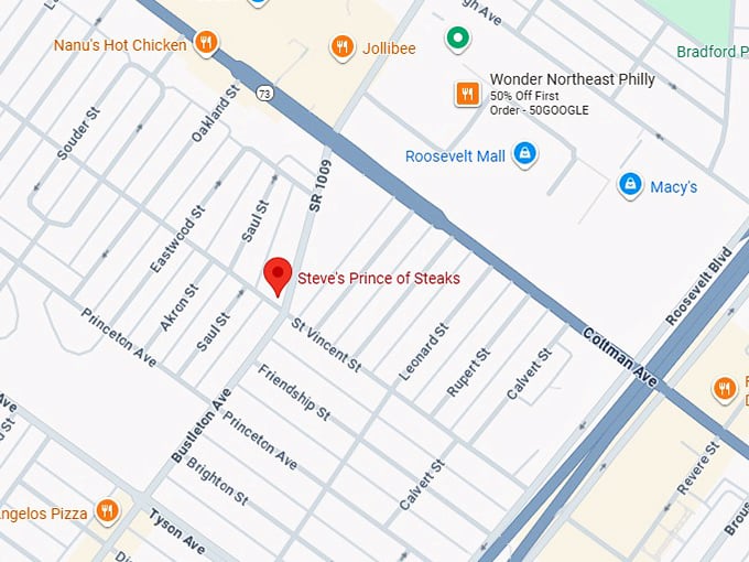 16. steve's prince of steaks map