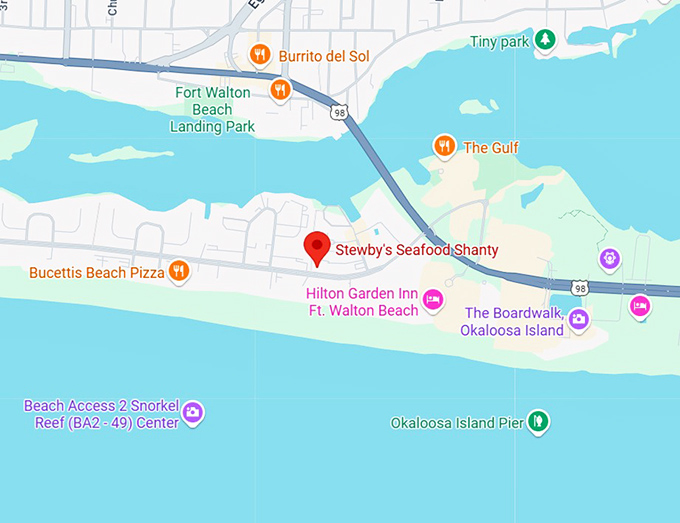 16. stewby’s seafood shanty (235 santa rosa blvd) map