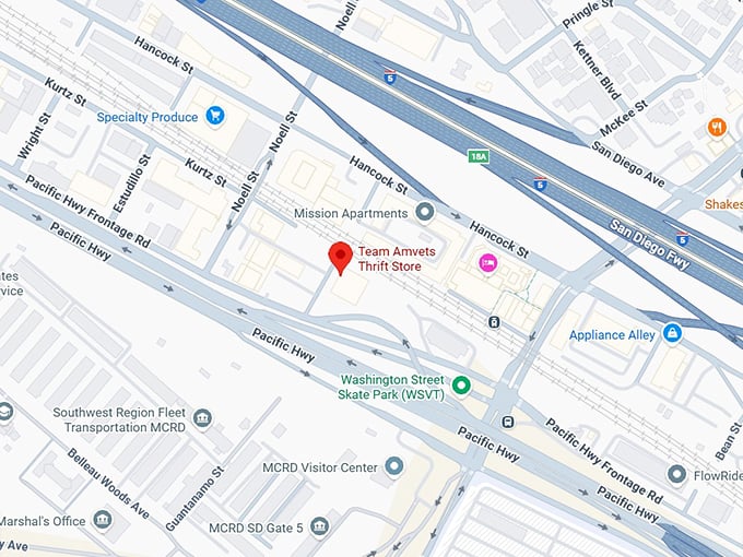 16. team amvets thrift store (3441 sutherland st #2031) map