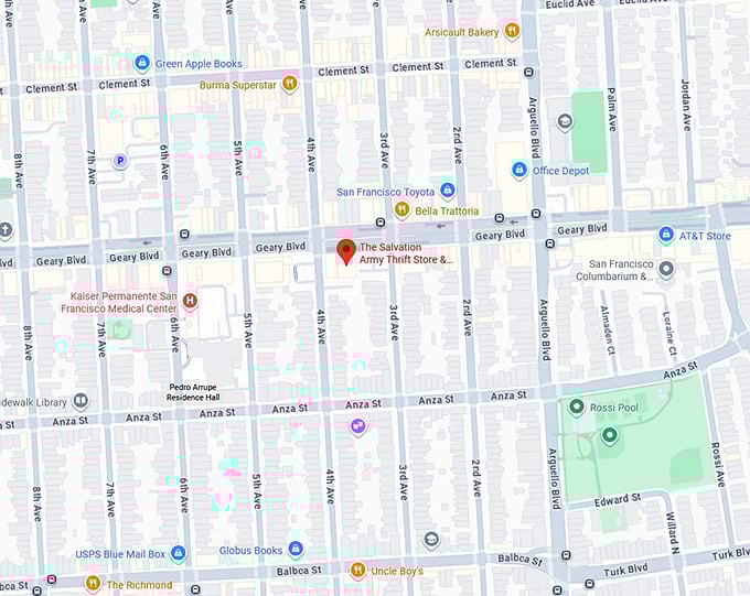 16. the salvation army thrift store & donation center (3921 geary blvd) map