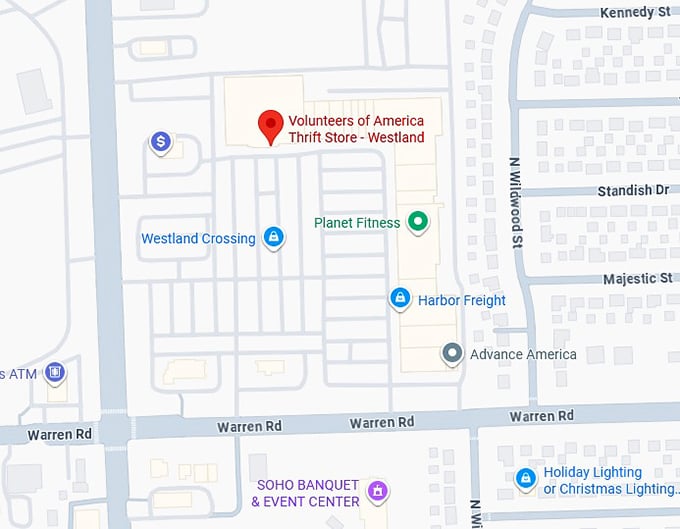 16. volunteers of america thrift store westland map