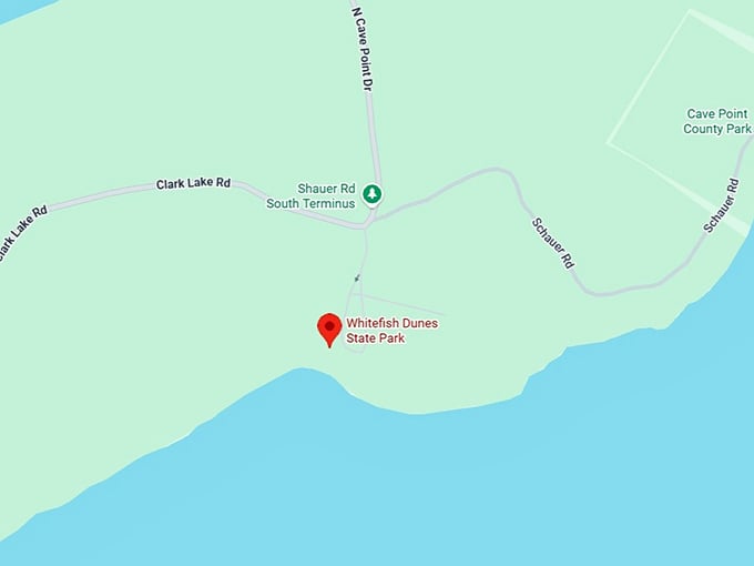 16. whitefish dunes state park (3275 clark lake rd) map