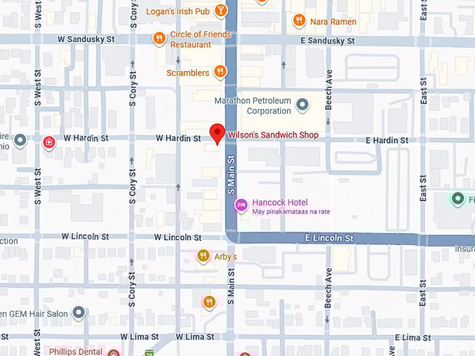 16. wilson’s sandwich shop map