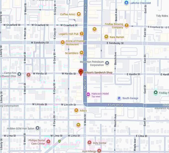 16. wilson’s sandwich shop map