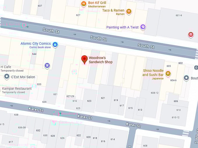 16. woodrow’s sandwich shop map