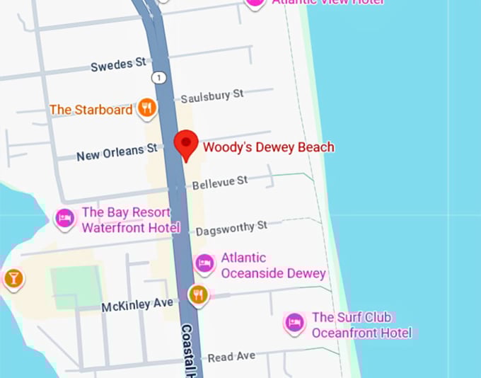 16. woody's dewey beach map
