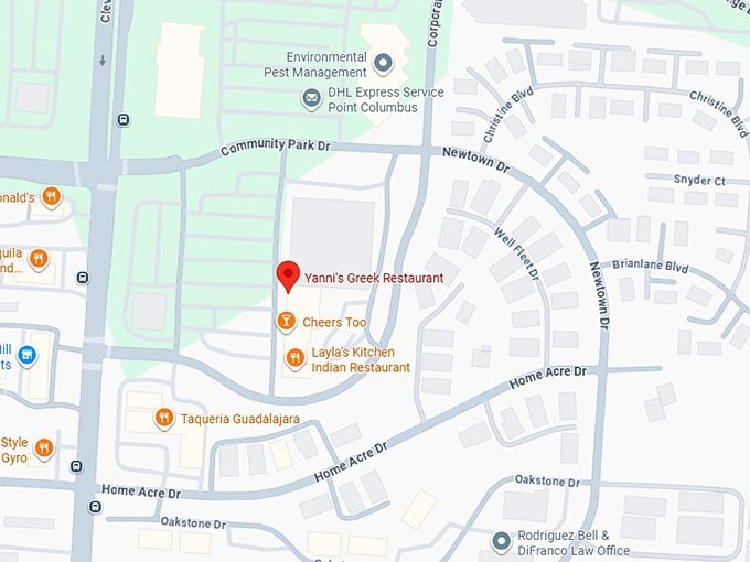 yanni's greek restaurant map