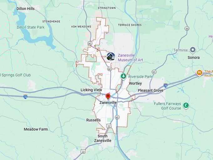 16. zanesville map