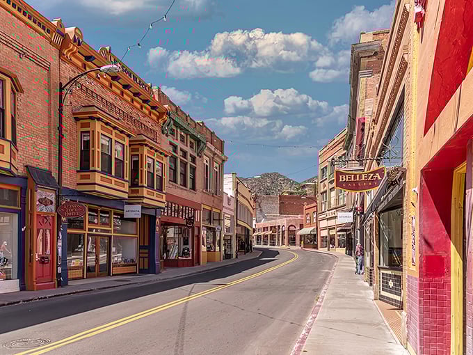 Bisbee's colorful hillside houses climb like a rainbow decided to retire in the mountains.