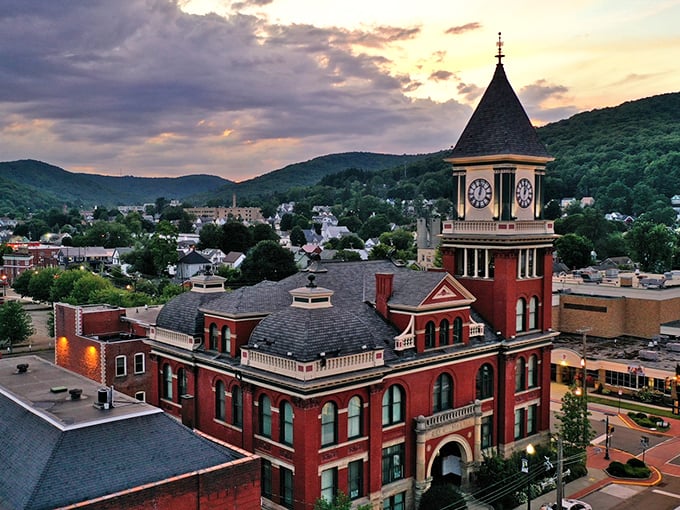 That clock tower stands like a proud grandparent watching over Bradford's charming neighborhoods below.