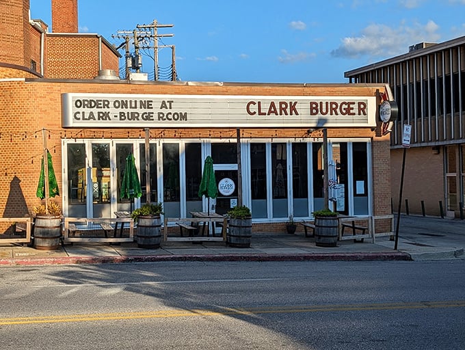 That brick facade whispers "serious burgers inside" – sometimes the best treasures hide in plain sight.