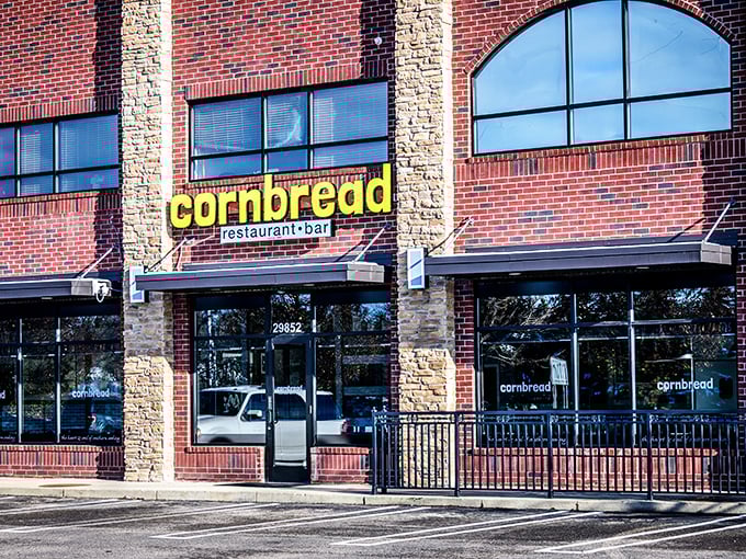 That yellow "cornbread" sign isn't just advertising – it's making a promise this Southfield spot absolutely delivers on.