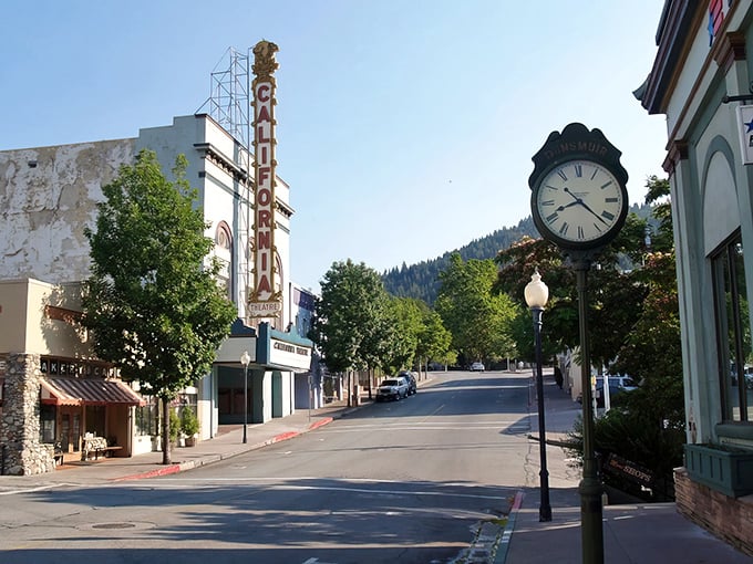 Dunsmuir's main street feels like stepping into a Norman Rockwell painting, complete with vintage theater marquee.