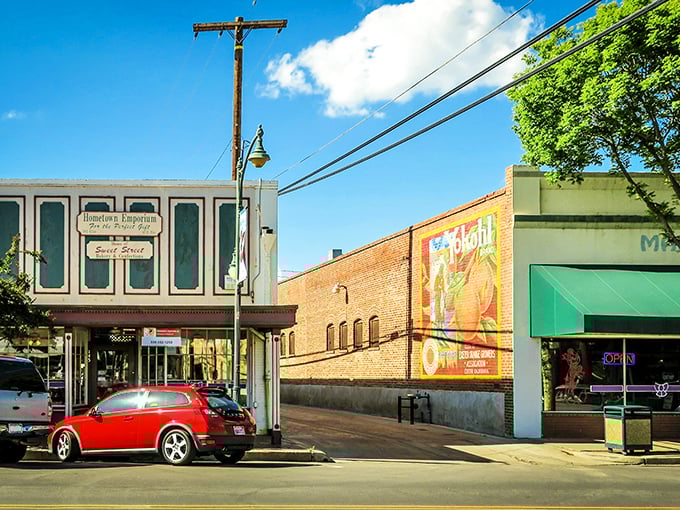 Main Street magic happens here, where vintage storefronts tell stories of simpler times and smaller budgets.