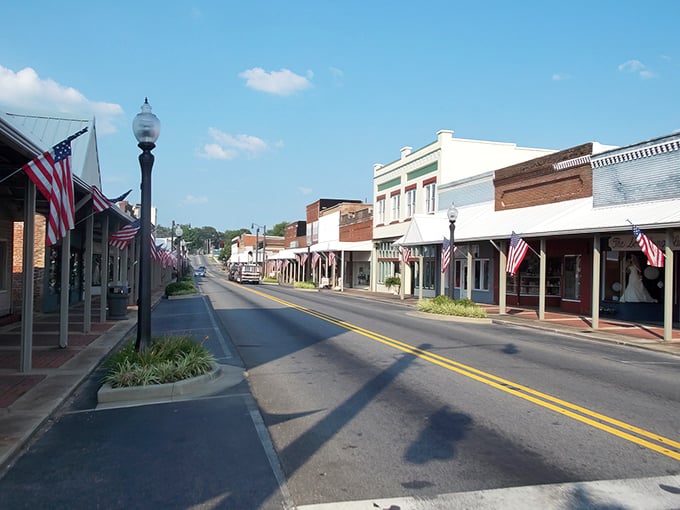 Hartselle's Main Street looks like it jumped straight out of a Norman Rockwell painting, complete with American flags and small-town charm.