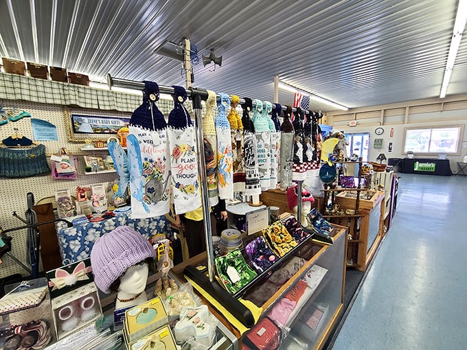 Step into this treasure hunter's paradise where vintage clothing hangs like memories waiting to be rediscovered.