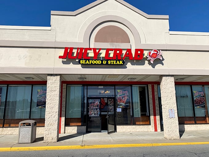 That bright red crab logo isn't just decoration – it's a promise of messy, delicious fun ahead.