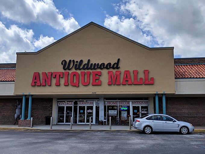 That classic brick and stucco facade promises treasures waiting inside like a friendly neighborhood time machine.