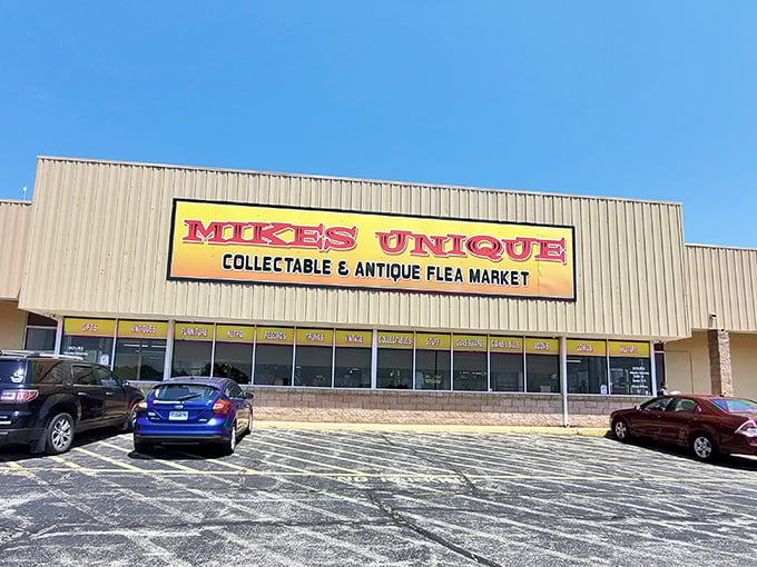 That bright yellow sign isn't just advertising – it's practically shouting "treasure hunters welcome here!"