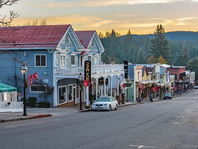 Nevada City's Victorian charm whispers tales of gold rush dreams along tree-lined streets.
