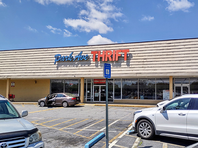 When the parking lot's this full, you know the bargains inside are absolutely worth the trip.