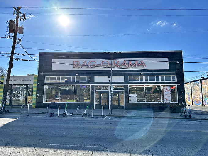 That classic storefront charm whispers "treasure hunt ahead" - vintage finds await inside this Atlanta gem.