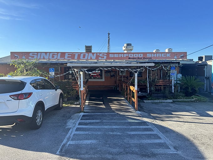 The unassuming entrance to Singleton's Seafood Shack promises what fancy places can't – authentically fresh seafood without the fuss.
