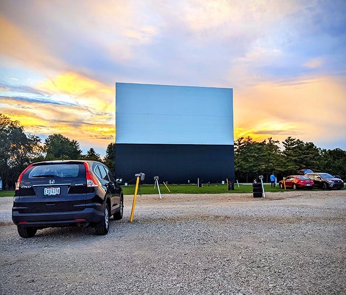 Golden hour magic transforms this drive-in into a nostalgic dreamscape where movies meet memories.