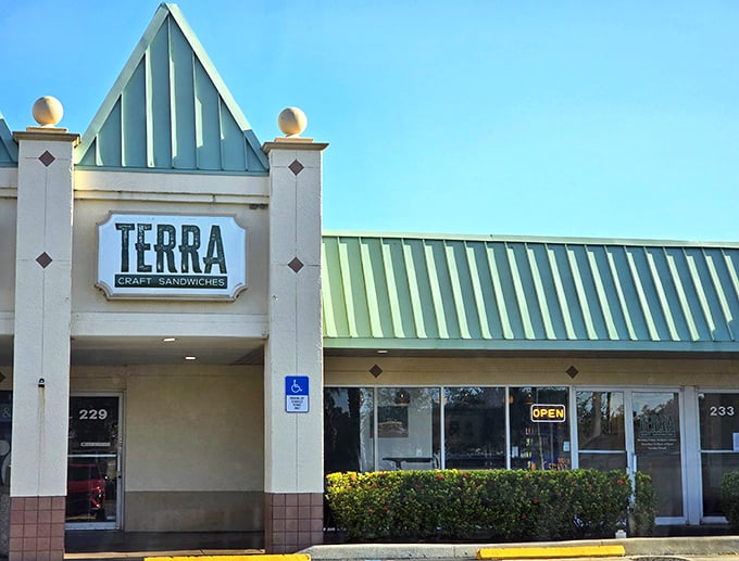Terra Craft's welcoming storefront promises sandwich artistry behind that distinctive green roof – and boy, does it deliver!