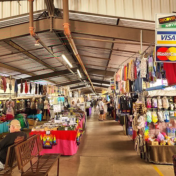 The covered walkways of Mesa Market Place offer a treasure hunter's paradise where bargain-seeking becomes an Olympic sport.