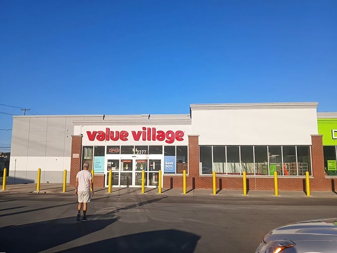 That familiar red sign promises treasure hunting adventures where every aisle holds potential surprises.