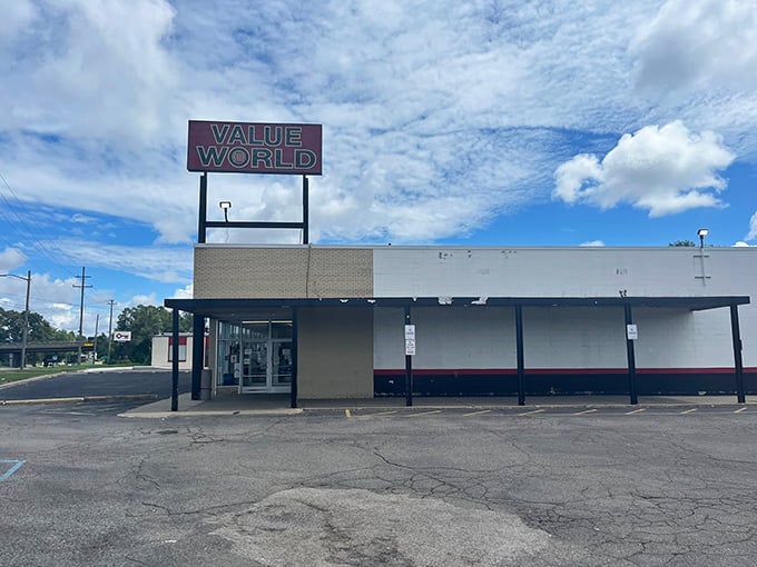 That classic Value World sign beckons like a beacon of bargain hunting bliss in suburban Michigan.