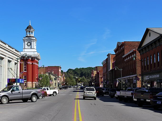 Main Street magic where the clock tower keeps time and prices stay frozen in 1975.