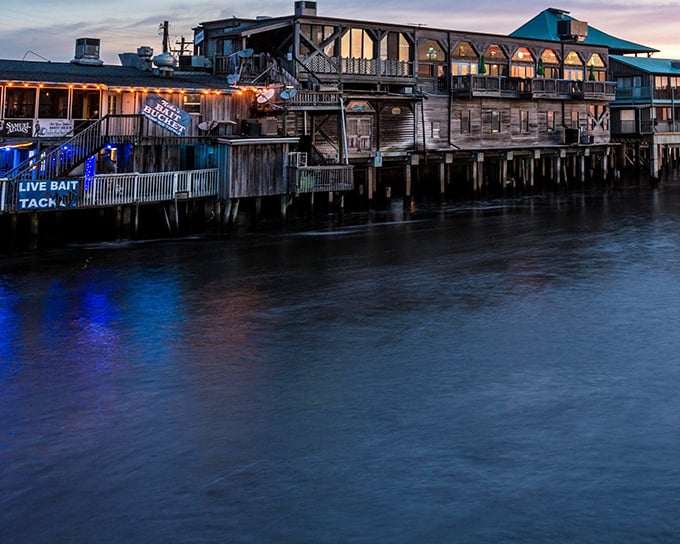 As twilight embraces Cedar Key's waterfront, the day's catch comes in and restaurants prepare for another evening of seafood magic.