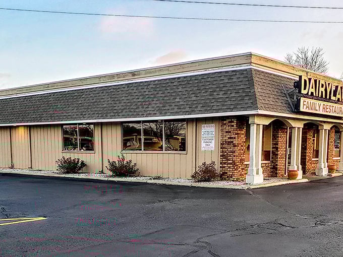 Classic brick exterior with simple charm—Dairyland doesn't need fancy frills when the pancakes speak for themselves.