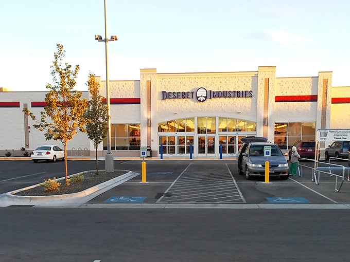 Sunset shopping at Deseret Industries—where your $35 transforms into a cart full of treasures and tomorrow's family heirlooms.