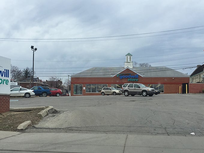 This brick Goodwill building might look unassuming, but it's actually a portal to affordable fashion adventures and home décor discoveries.
