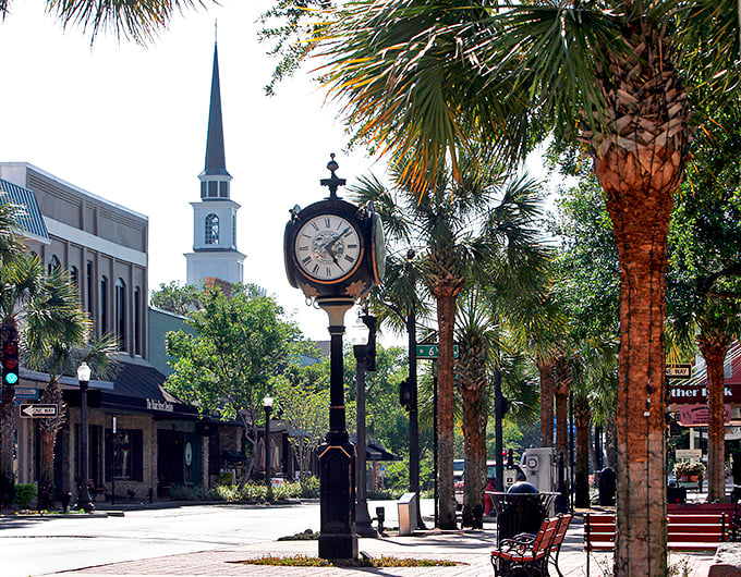 That classic clock tower stands guard over Main Street like a friendly grandfather watching over his grandchildren.
